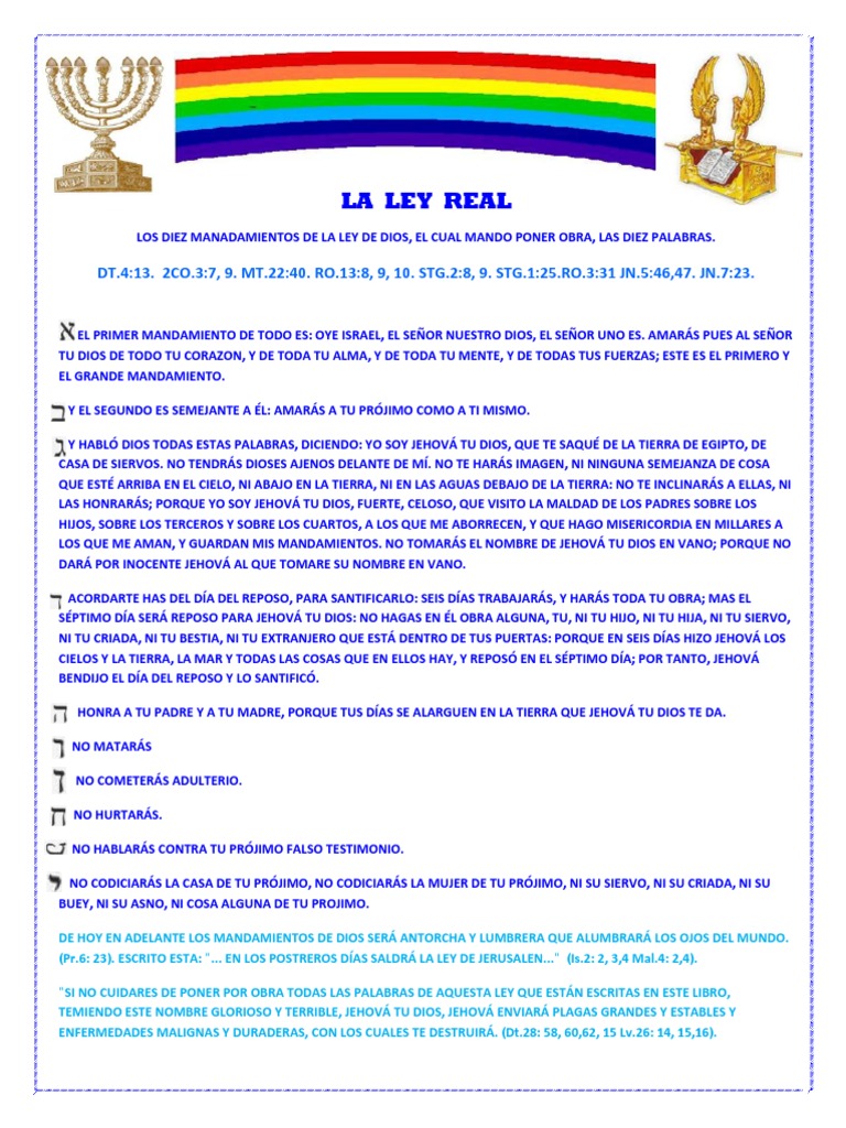 Los Diez Mandamientos Bíblicos | PDF | Estudios de idiomas extranjeros ...