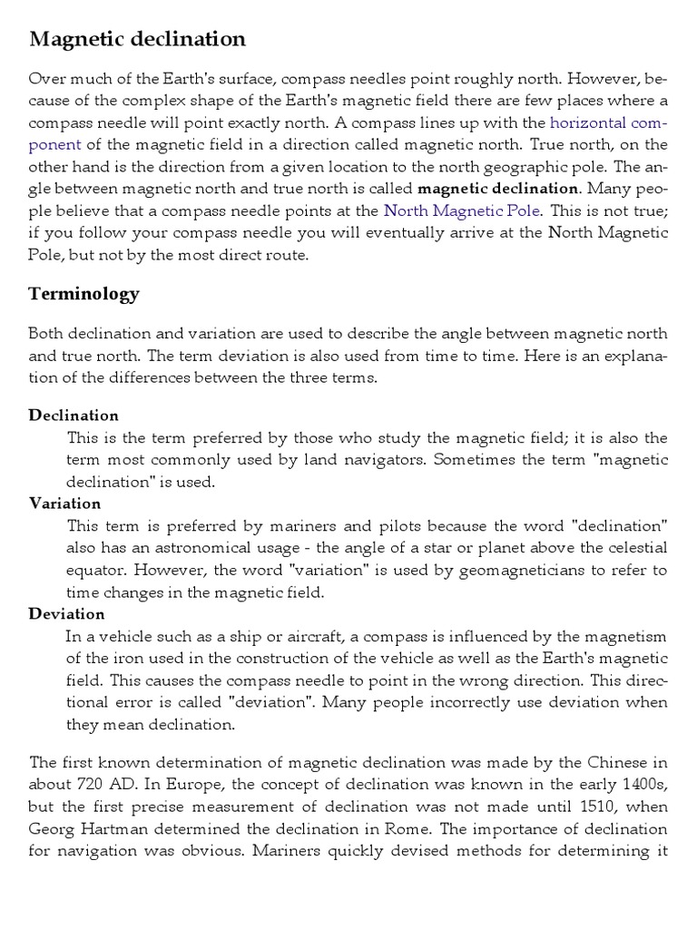 Magnetic Declination | PDF | Compass | Force