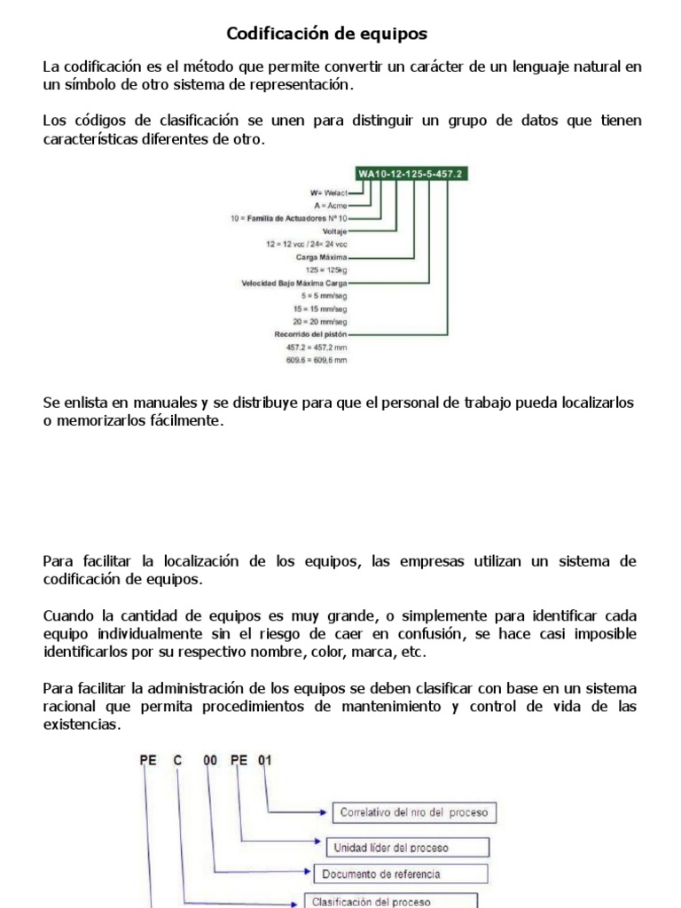 4 Codificacion de Equipos | Información | Informática y tecnología de ...