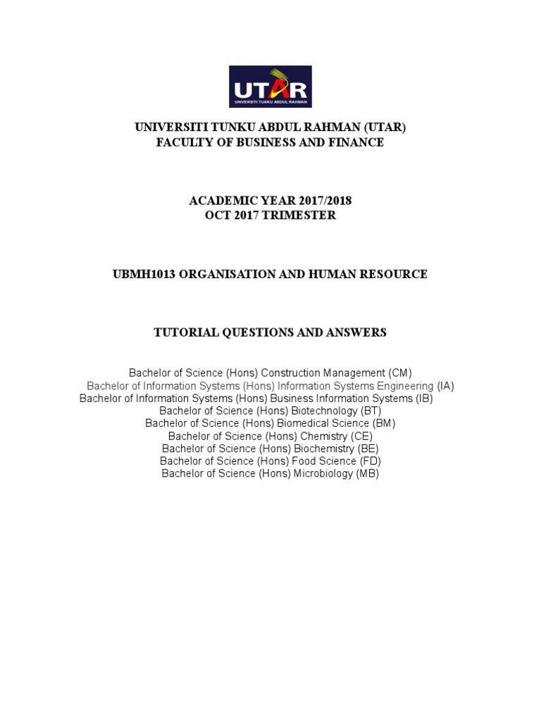 T1 - T14 Tutorial Questions | PDF | Employment | Employee