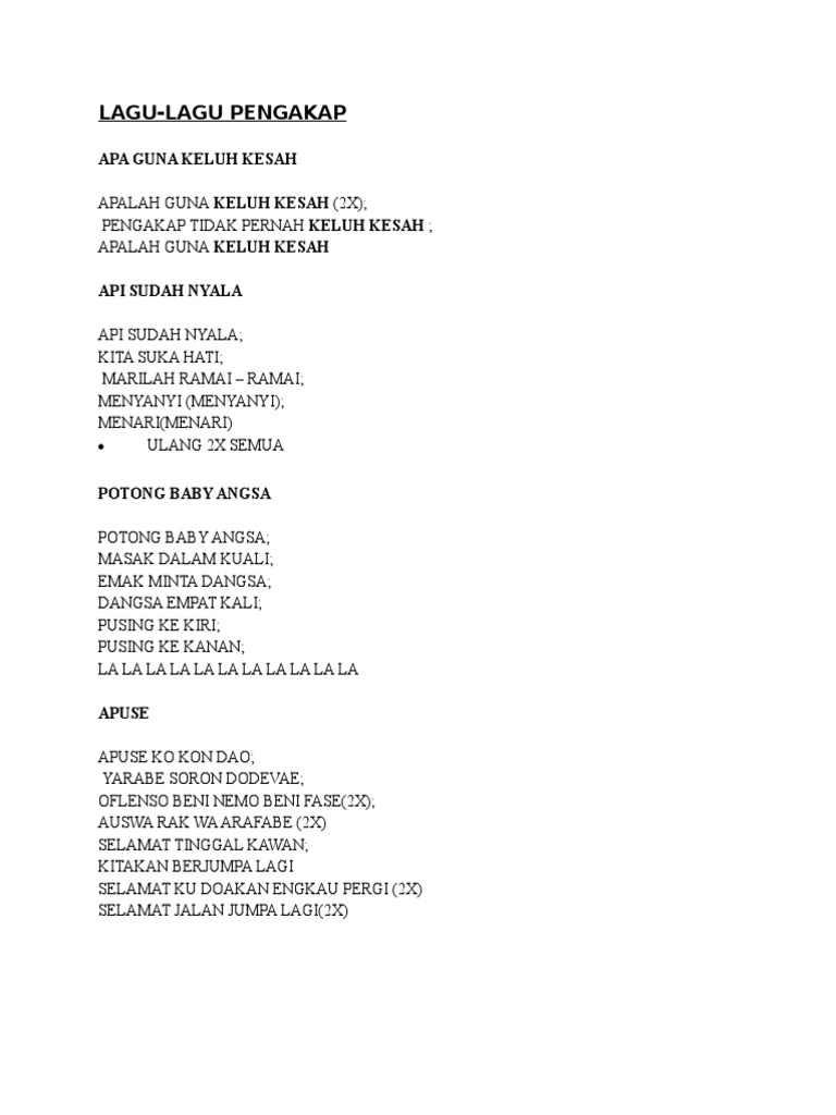 Lirik Lagu-Lagu Pengakap | PDF