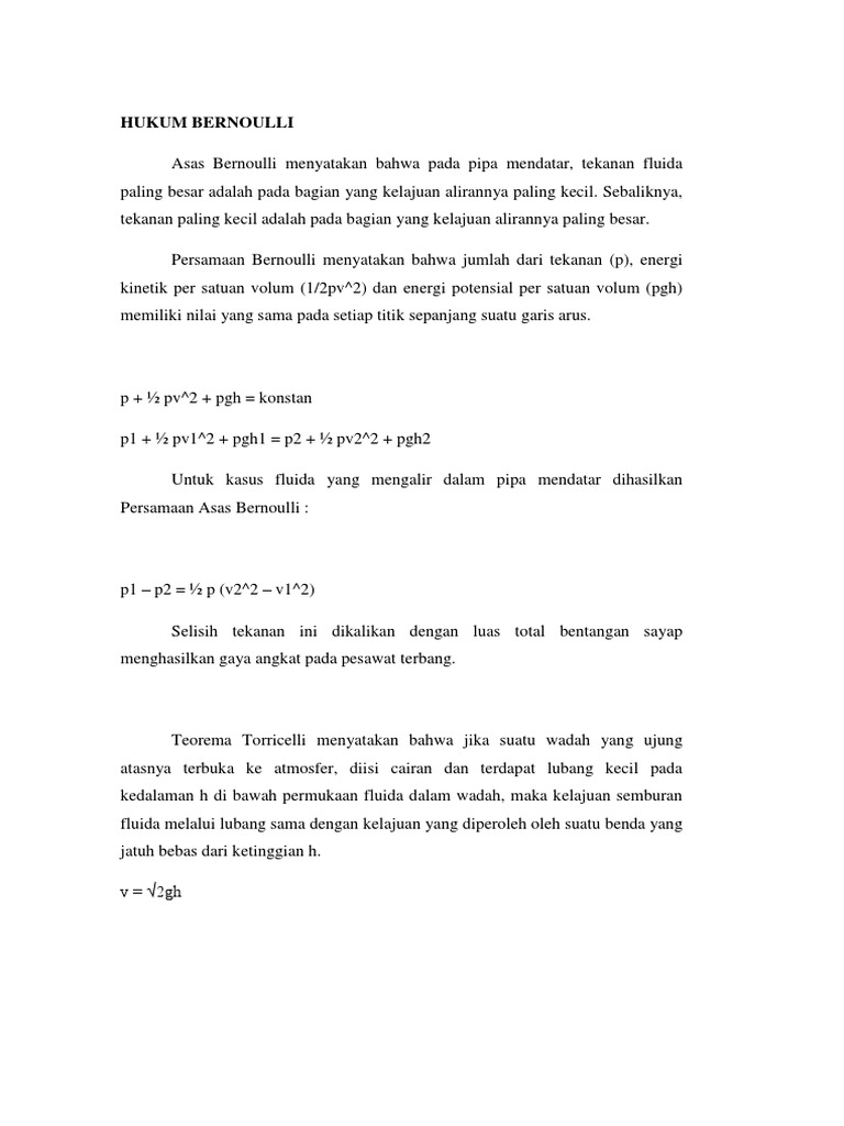 Hukum Bernoulli | PDF | Sains & Matematika