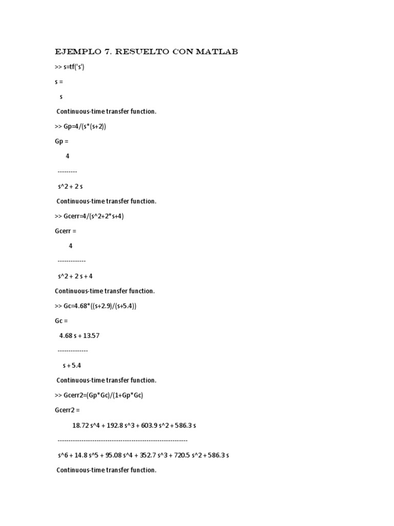 MATLAB Transfer Function Analysis | PDF