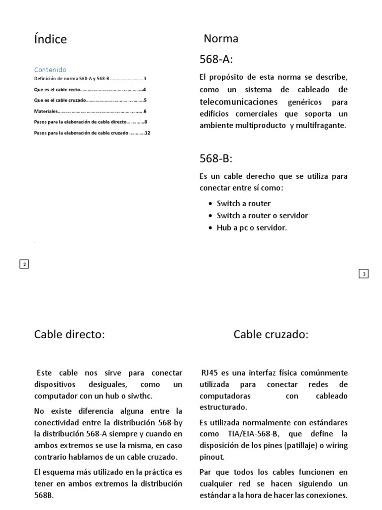 Guia para La Elaboración Del Cable UTP (Cruzado y Recto) | PDF ...