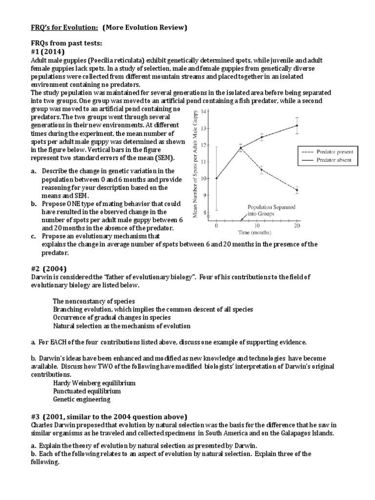 More Evolution Review FRQ | PDF | Natural Selection | Evolution