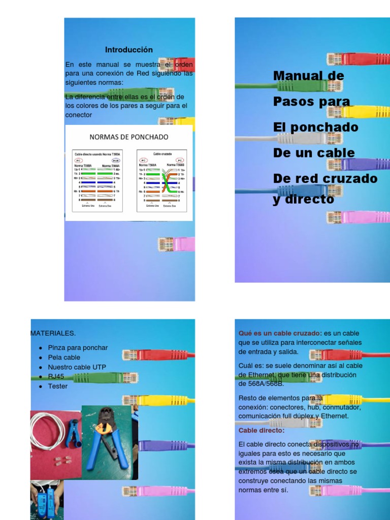 Guia para La Elaboracion de Un Cable UTP (Cruzado y Directo) | PDF ...