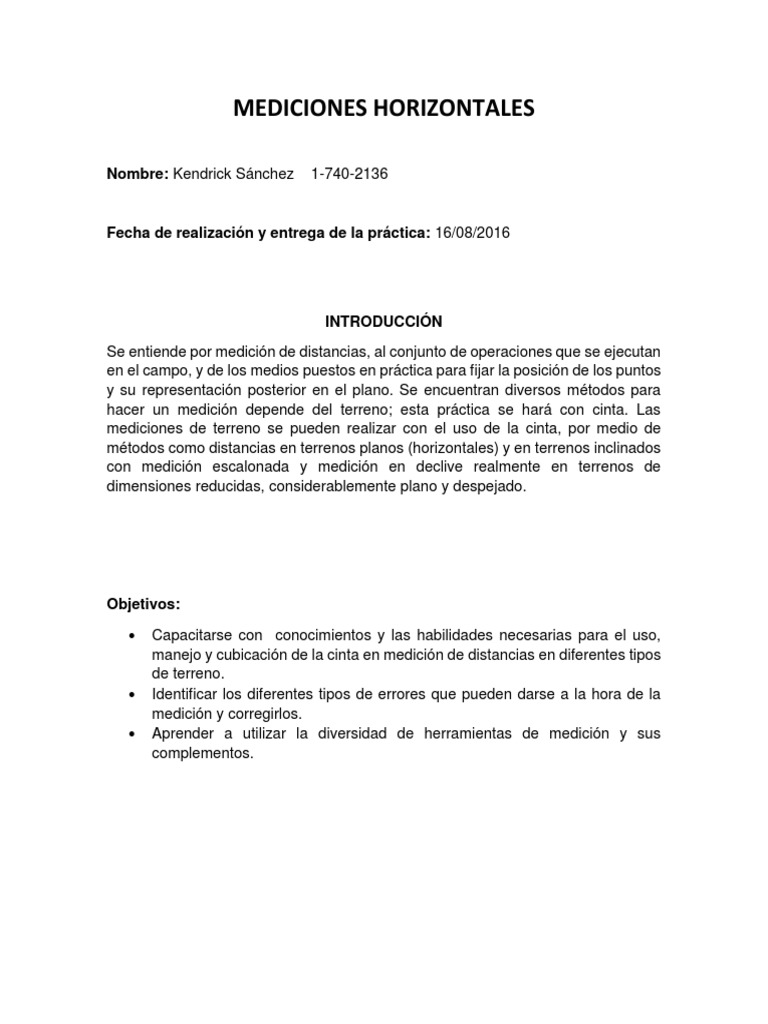 Mediciones Horizontales | PDF | Medición | Topografía