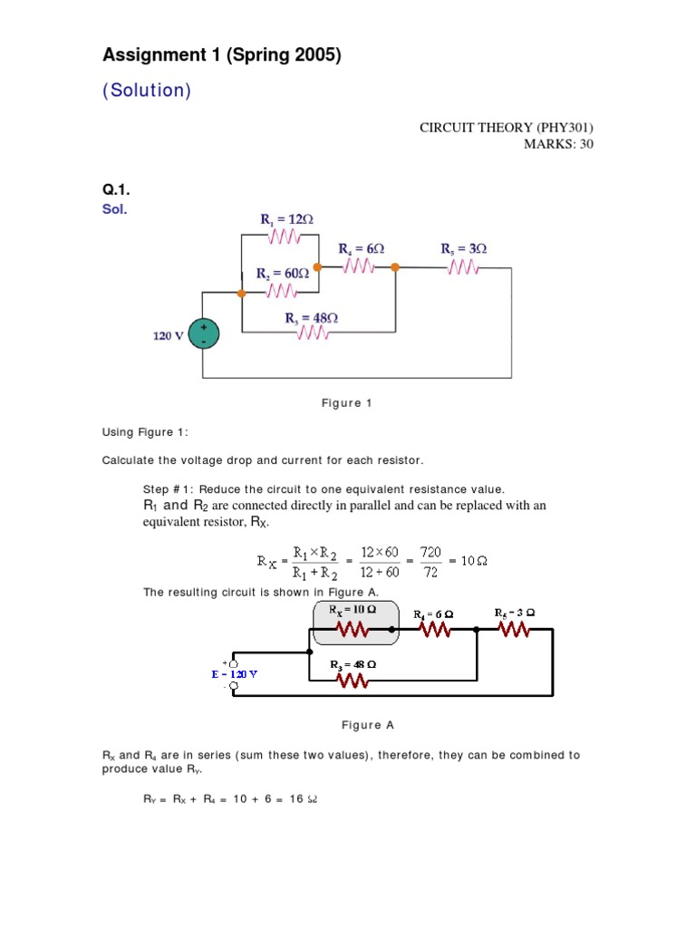 Circuit Theory Solved Assignments Spring 2005 Series And Parallel
