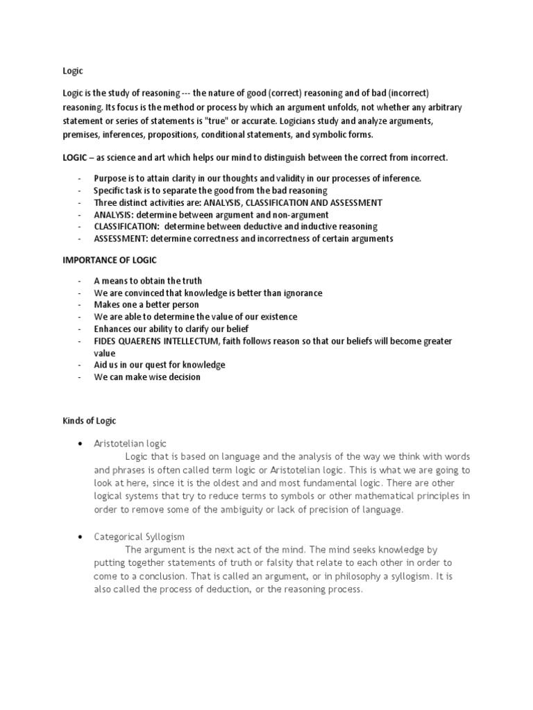 Understanding Logic: An Analysis of Reasoning, Arguments, and the Importance of Valid Thought ...