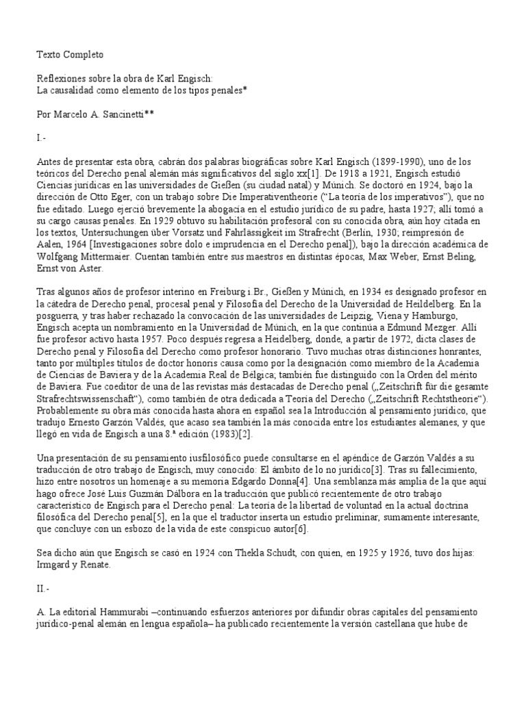 Reflexiones Sobre La Obra de Karl Engisch - La Causal Id Ad Como ...