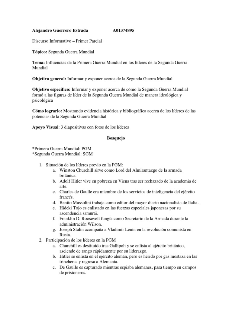 Bosquejo Discurso Aev | PDF | Alemania nazi | Segunda Guerra Mundial