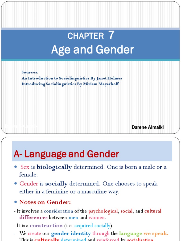 Chapter 7 - Age and Gender PDF | PDF | Sociolinguistics | Gender