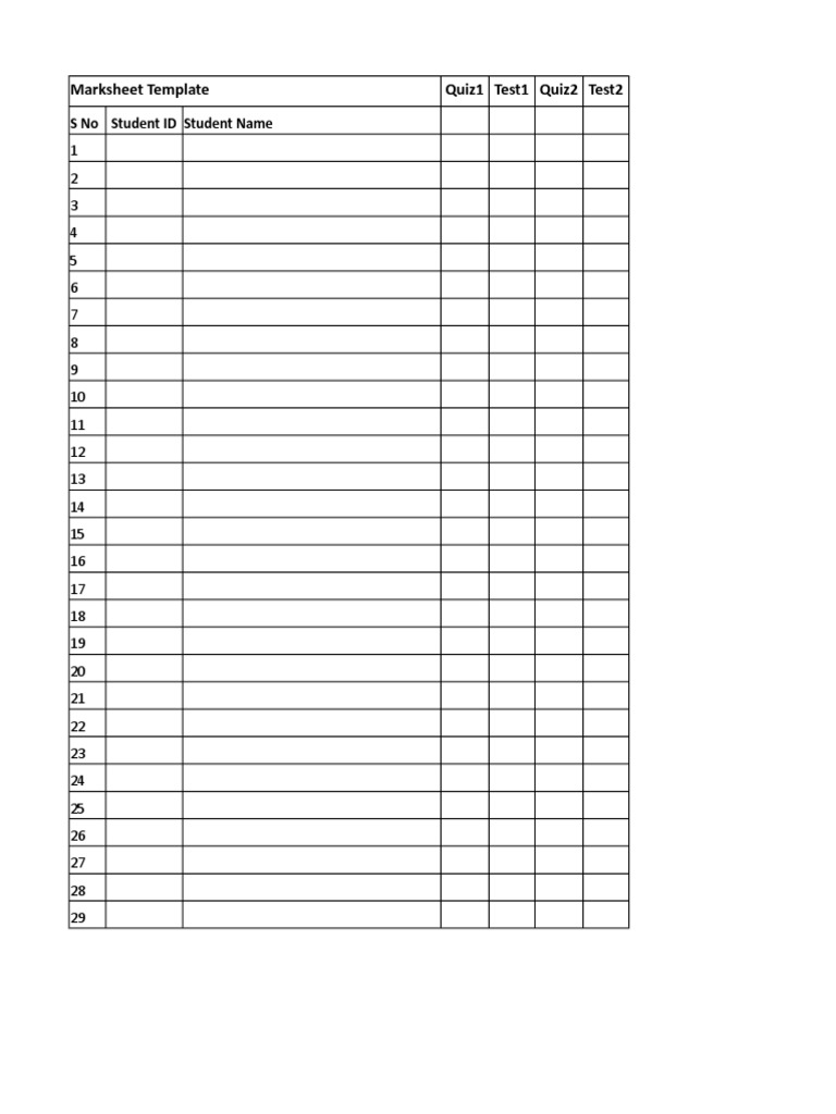 Marksheet Template | PDF