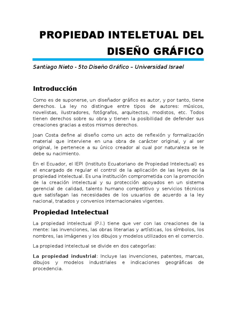 Propiedad Intelectual Del Diseño Gráfico Pdf Propiedad Intelectual