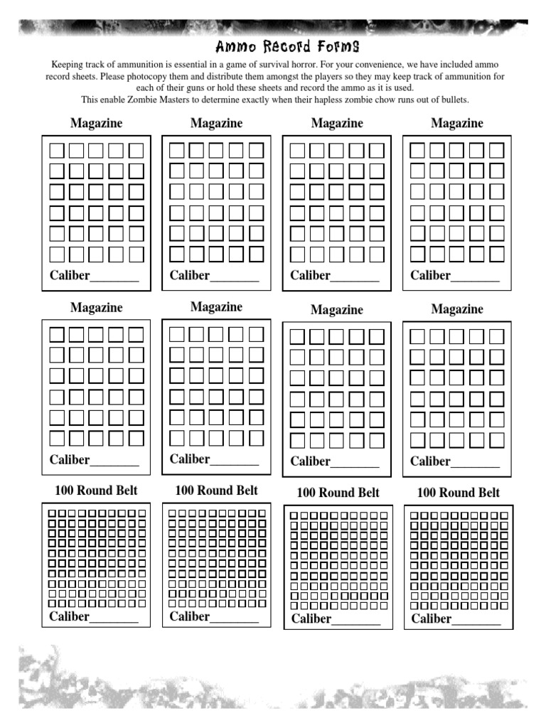 AFMBE - Ammo Record Sheet PDF | PDF