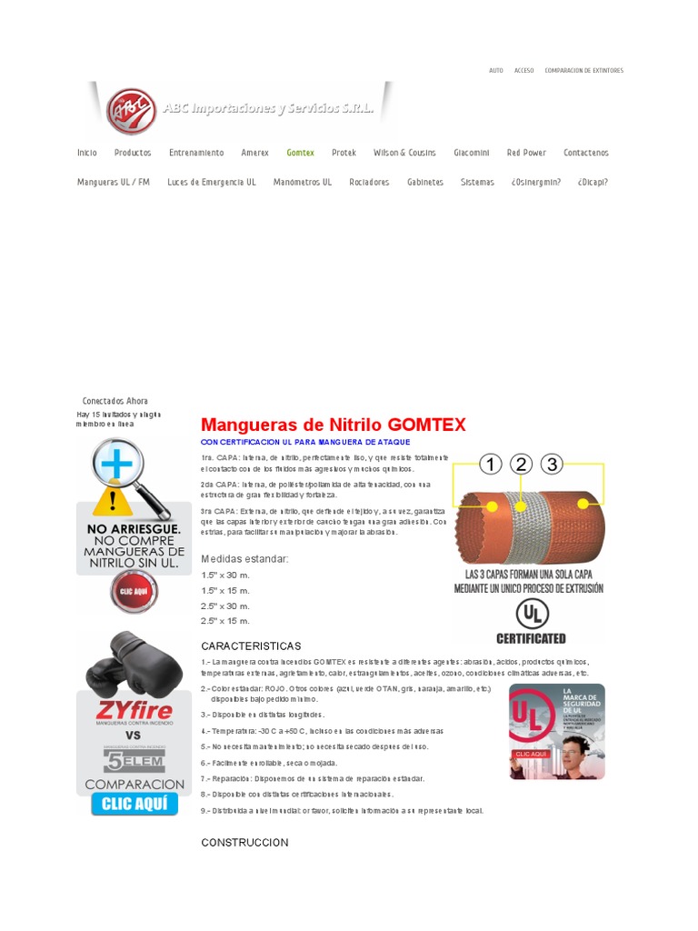 Mangueras de Nitrilo Gomtex | PDF | Caucho natural | Calidad (comercial)