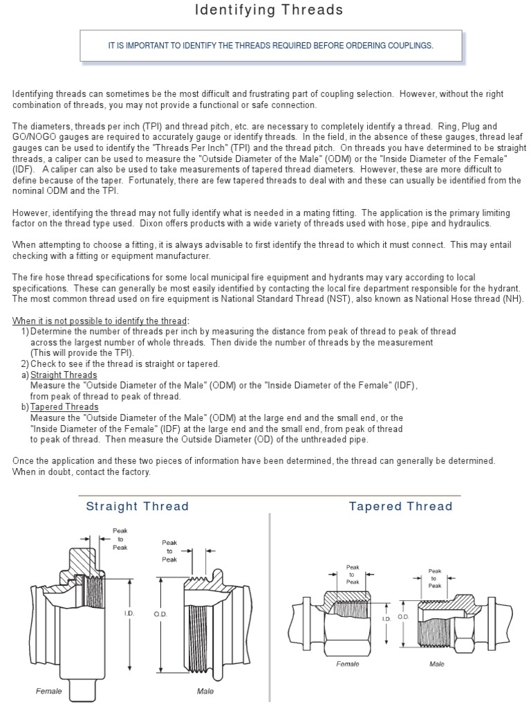 Identifying Threads and Charts | PDF | Plumbing | Pipe (Fluid Conveyance)