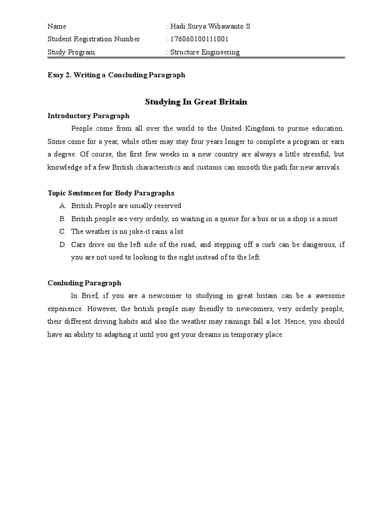 Hadisuryawibawantos 176060100111001-Concluding Paragraphs | PDF
