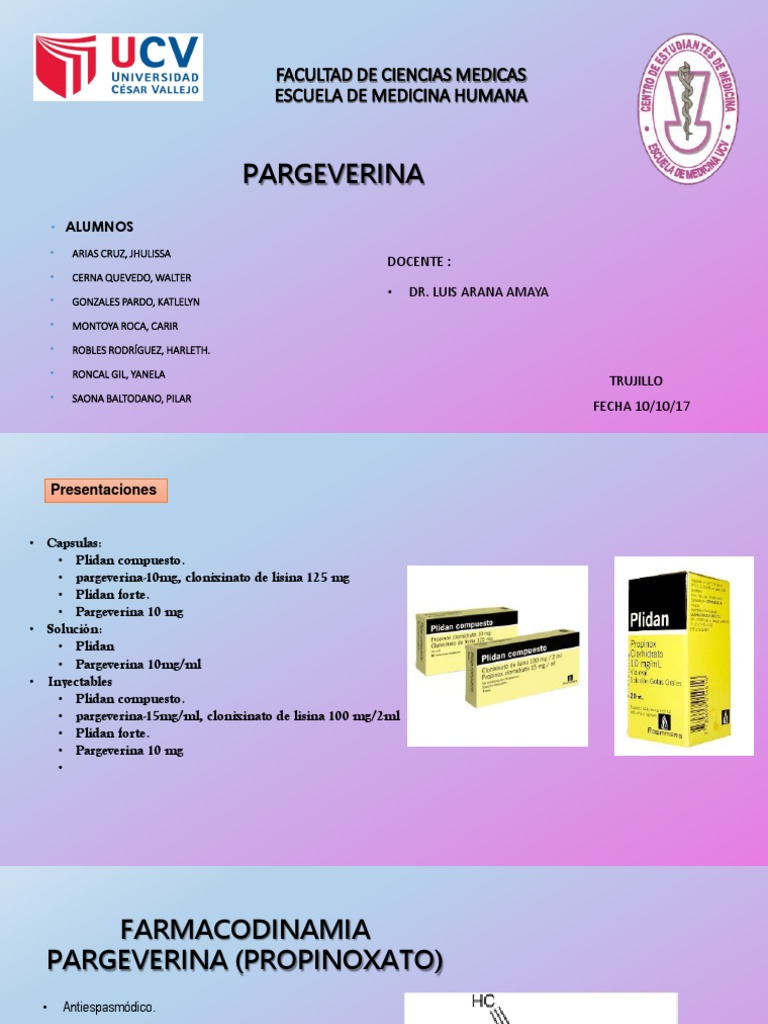 PARGEVERINA | Tratamientos médicos | Farmacología
