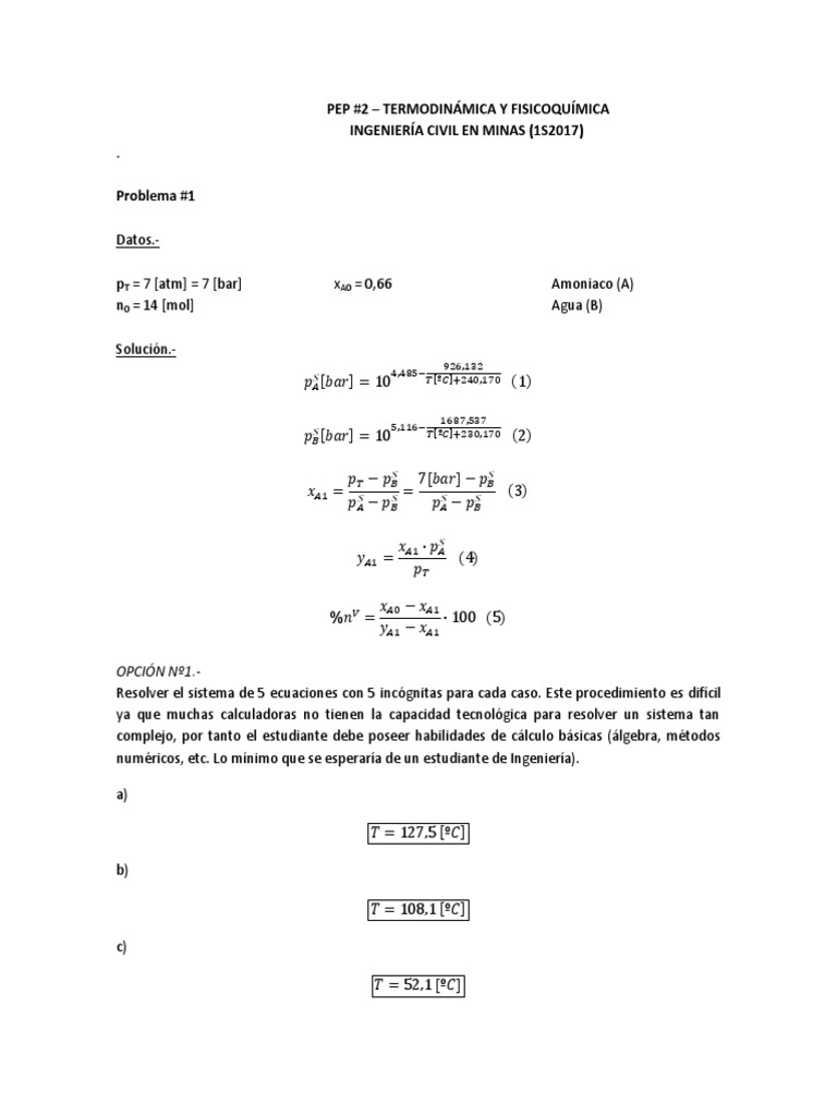 (Pauta) Pep#2 Termodin Mica y Fisicoqu Mica Civil - Dimin Usach (1s2017) | PDF | Química ...