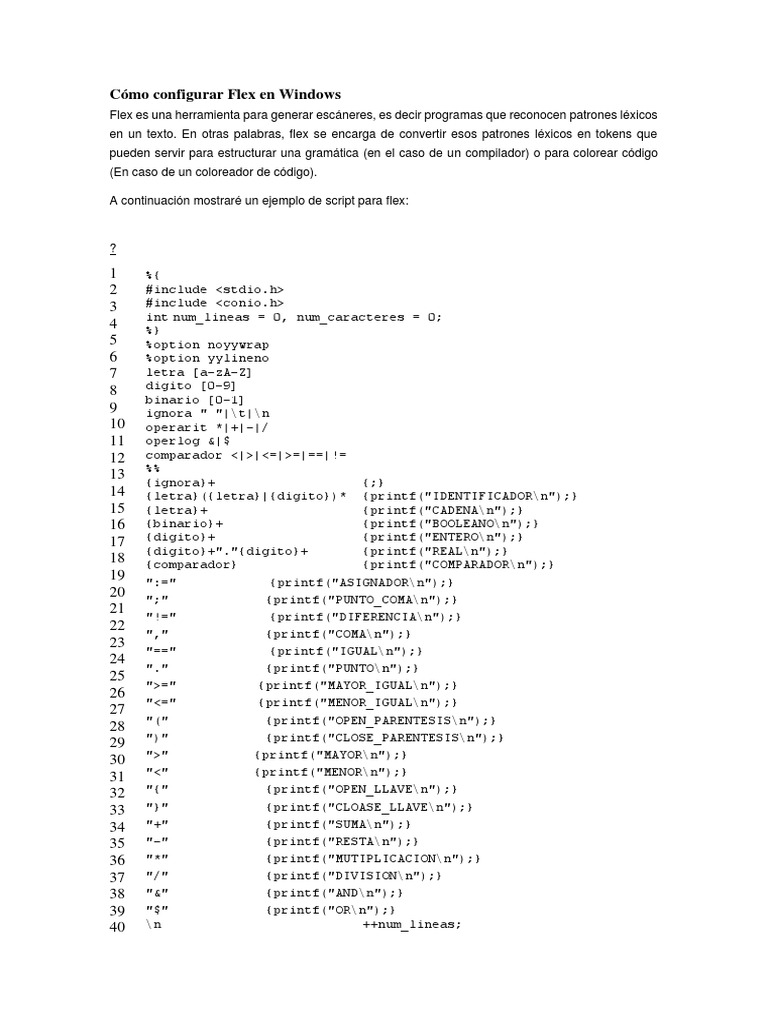 Configuración de Flex en Windows | PDF | Compilador | Programación de ...