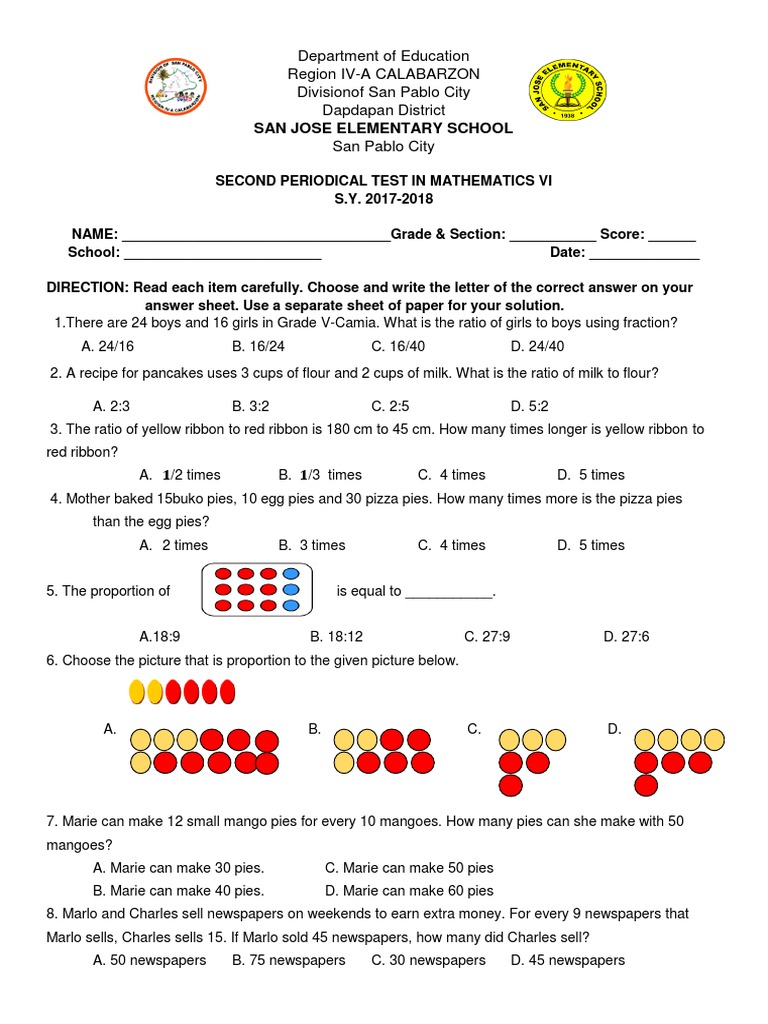 Grade 6 Math 2nd Periodical Test | PDF | Exponentiation | Percentage