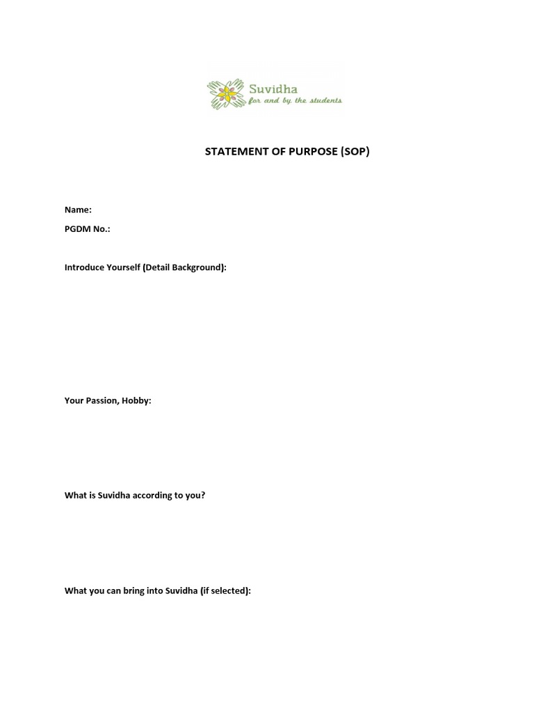 Statement of Purpose (Sop) : Name: PGDM No. | PDF