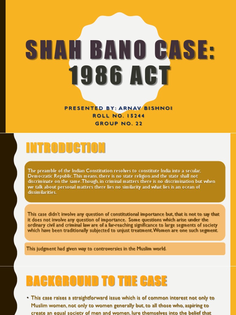 Shah Bano Case | PDF | Wife | Social Institutions
