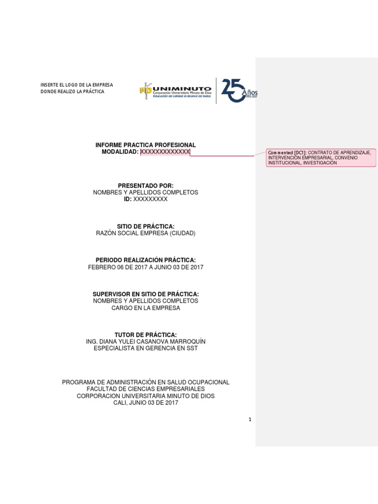 Modelo Informe Practica Profesional | PDF | Gestión de recursos humanos ...