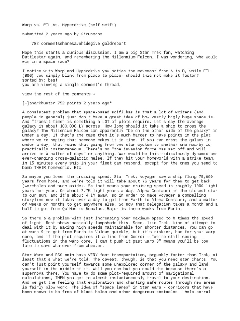 Warp vs. FTL vs. Hyperdrive | PDF | Outer Space | Physical Sciences