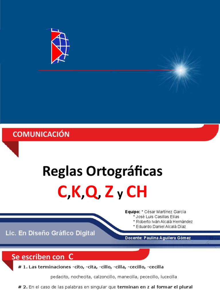 Reglas Ortográficas C, K, Q, Z y CH | PDF | Morfología | Morfología ...