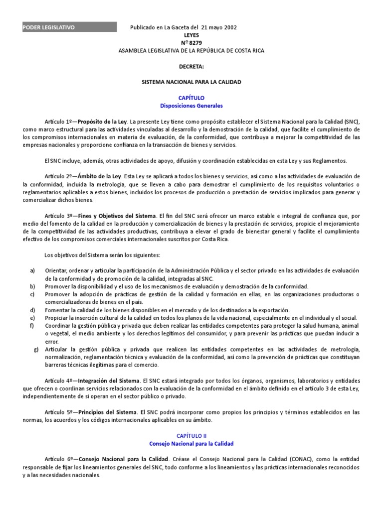 Ley 8279 ECA Opm | PDF | Comisión Europea | Calidad (comercial)