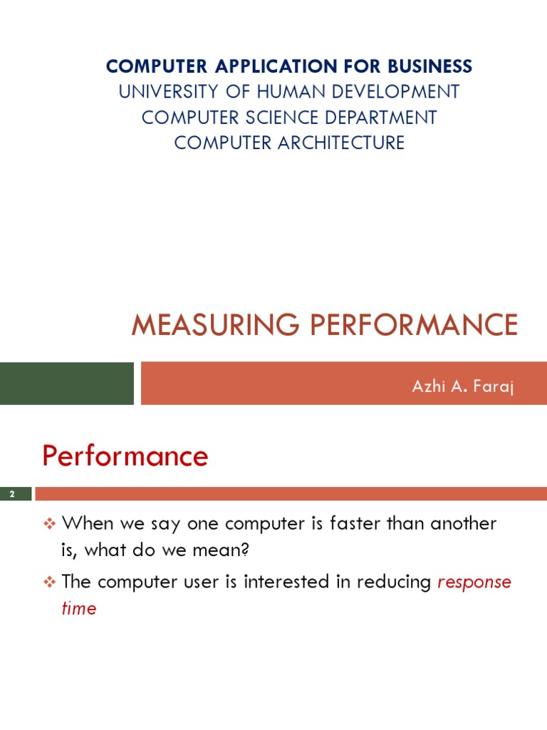 Computer Architecture Measuring Performance | PDF | Central Processing ...