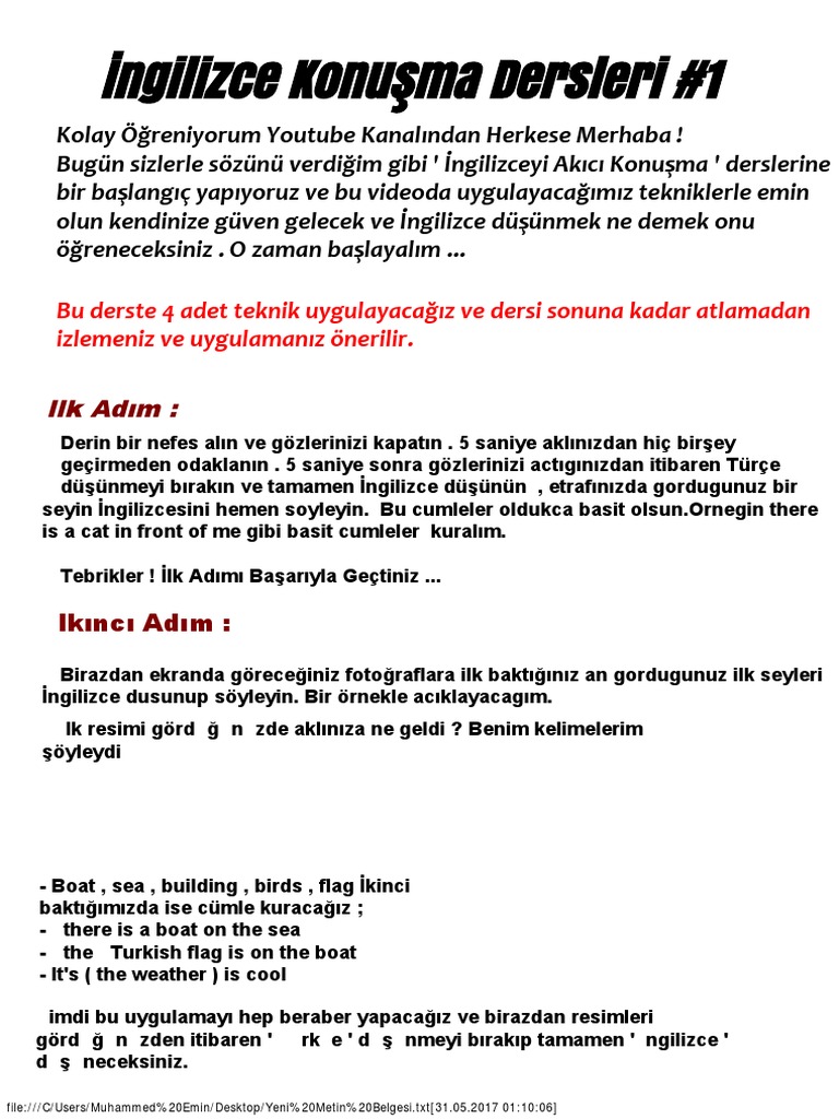 İngilizce Konusma Dersi - 1 PDF | PDF