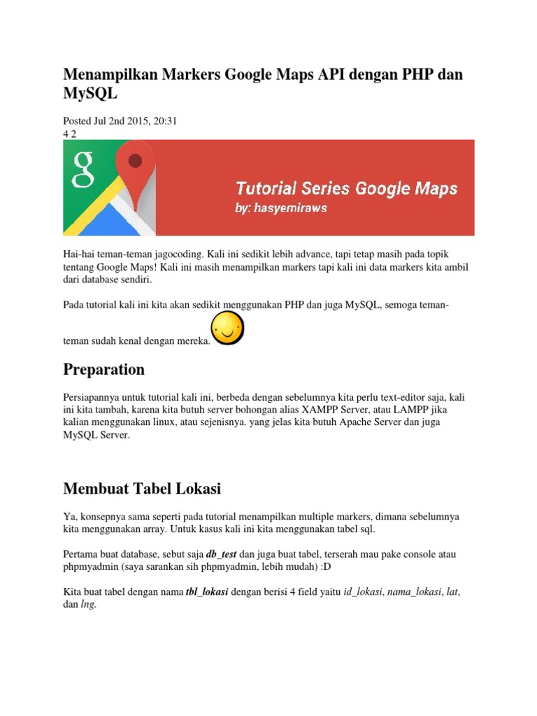 Menampilkan Markers Google Maps API Dengan PHP Dan MySQL | PDF