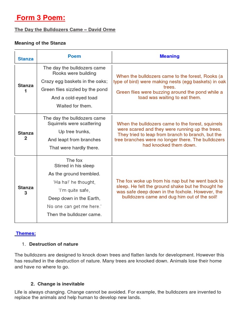 Form 3 Poem Questions | PDF | Poison | Nature