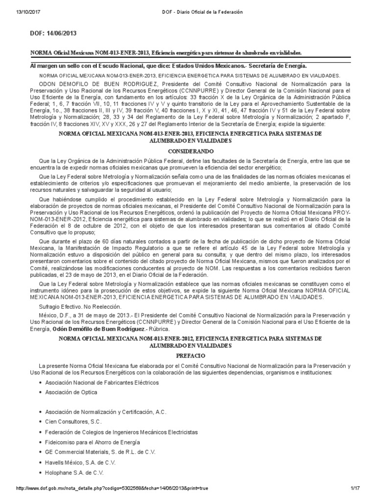 Norma Oficial Mexicana Nom-013-Ener-2013, Eficiencia Energetica Para ...
