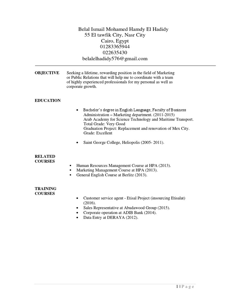 Belal C.V | PDF | Business