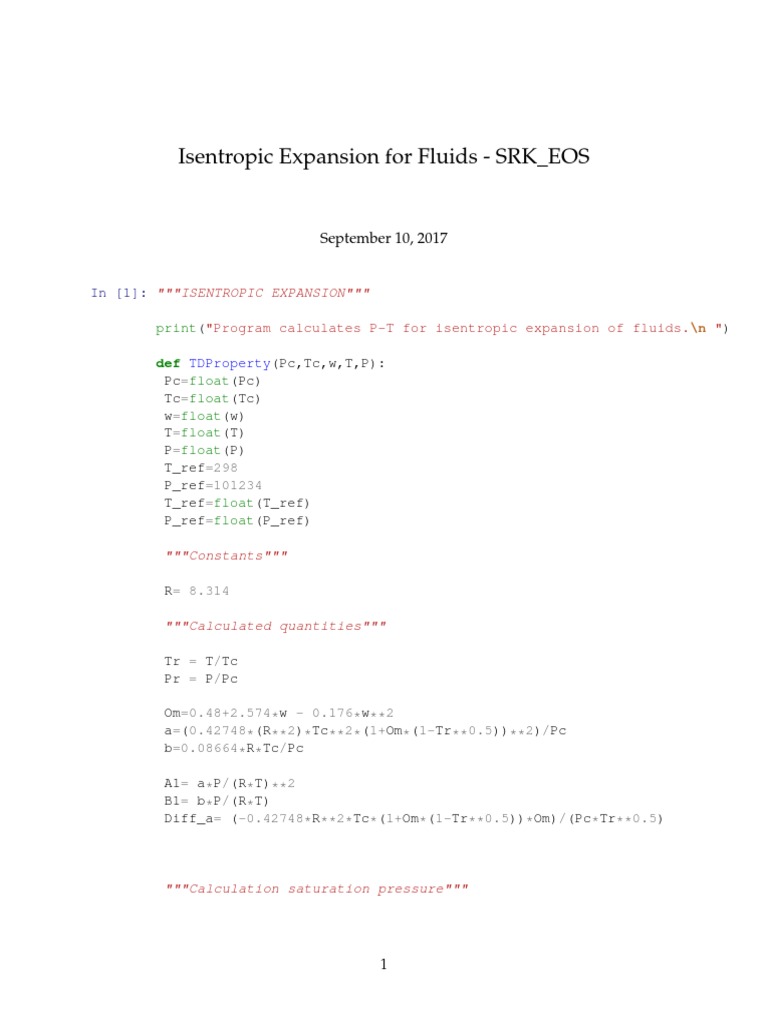 Isentropic+Expansion+for+Fluids+-+SRK EOS | PDF | Enthalpy | Entropy