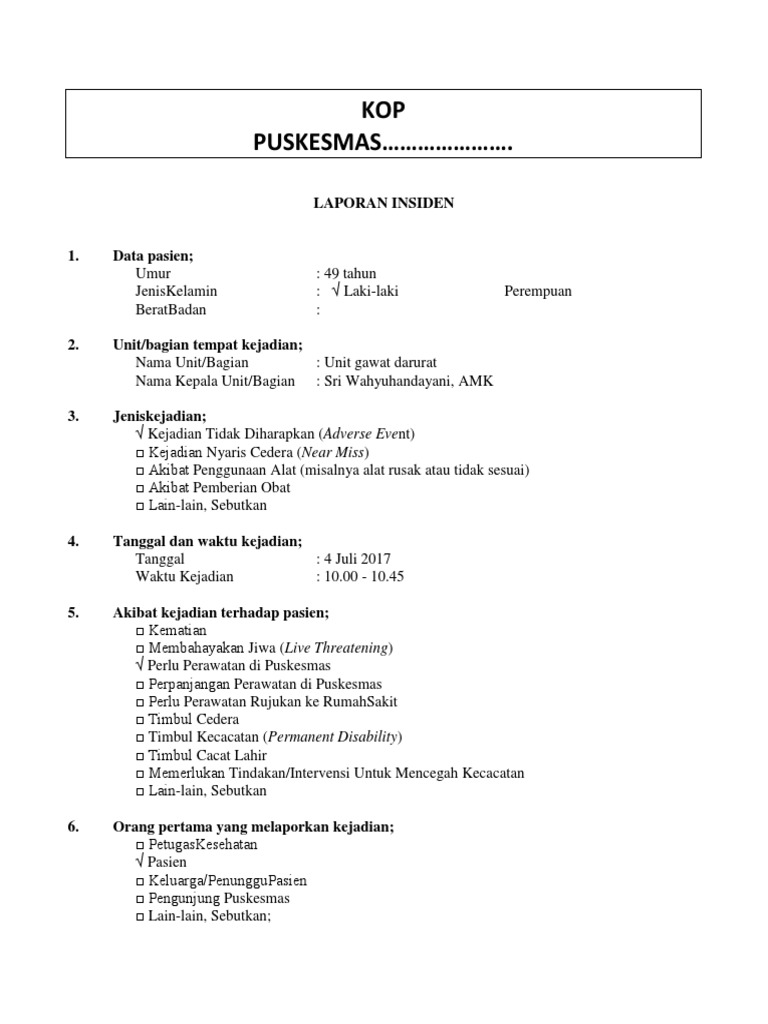 Laporan Insiden Pasien Jatuh | PDF | Pengembangan Diri | Kesehatan Holistik