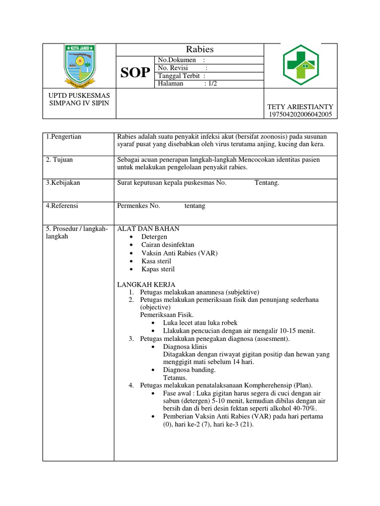 Sop Rabies | PDF