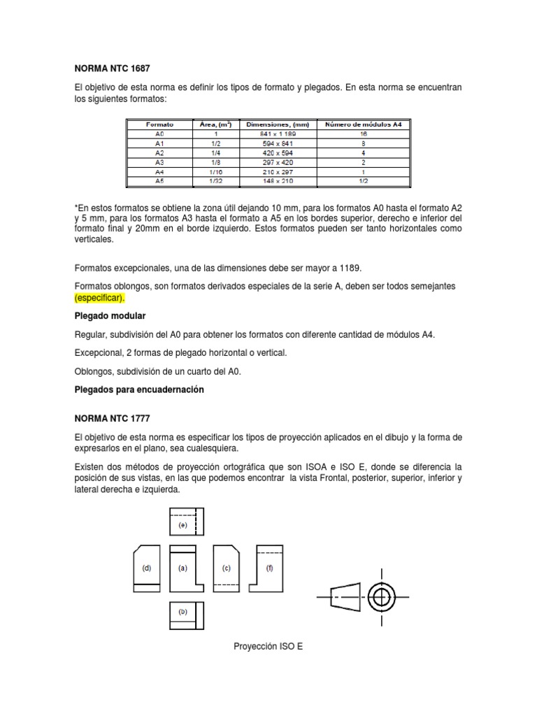 Norma NTC 1687 y NTC 1777 en Dibujo Técnico | PDF