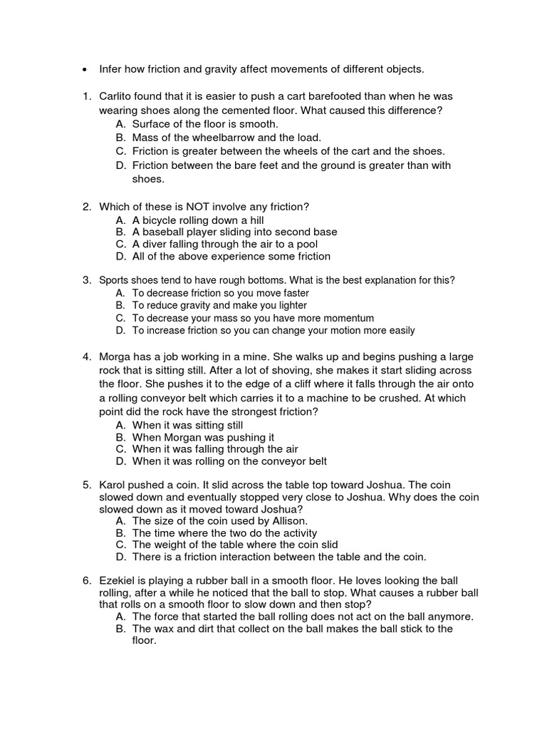 TEST | PDF | Friction | Force
