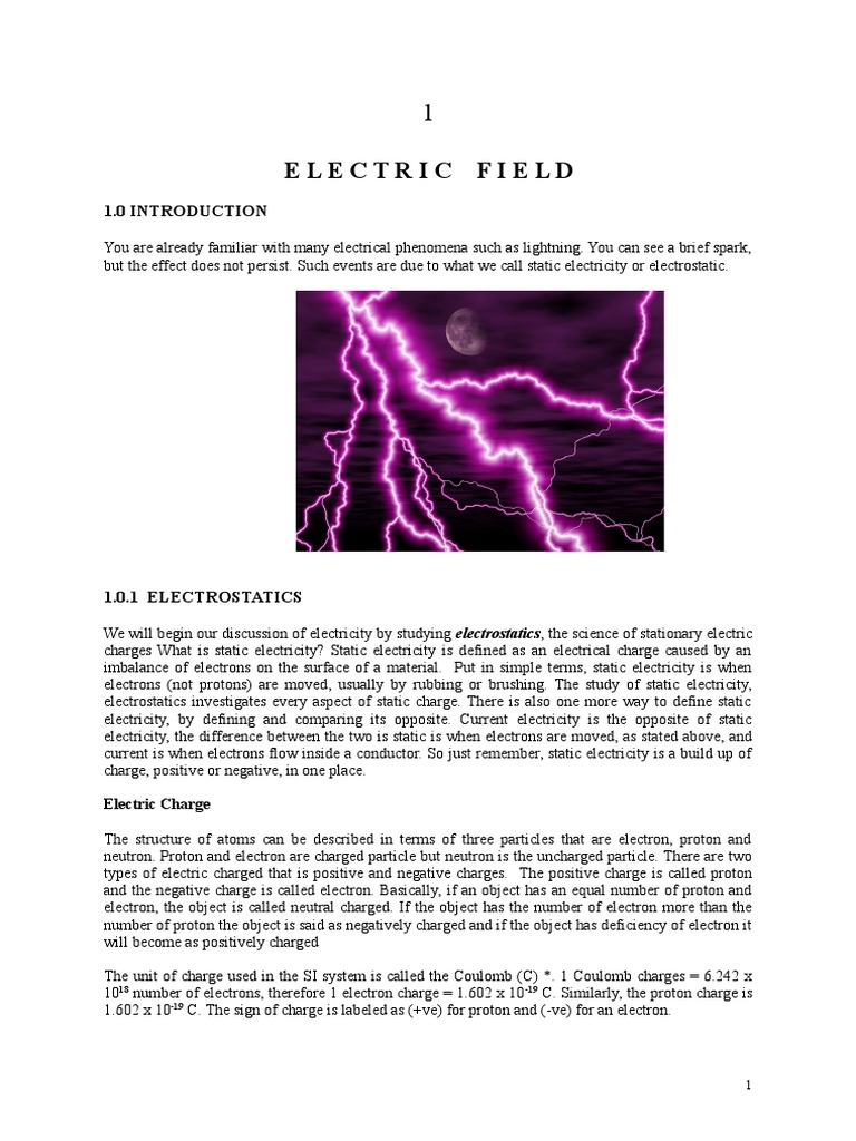 1 - Electric Field | PDF | Electric Charge | Electrostatics
