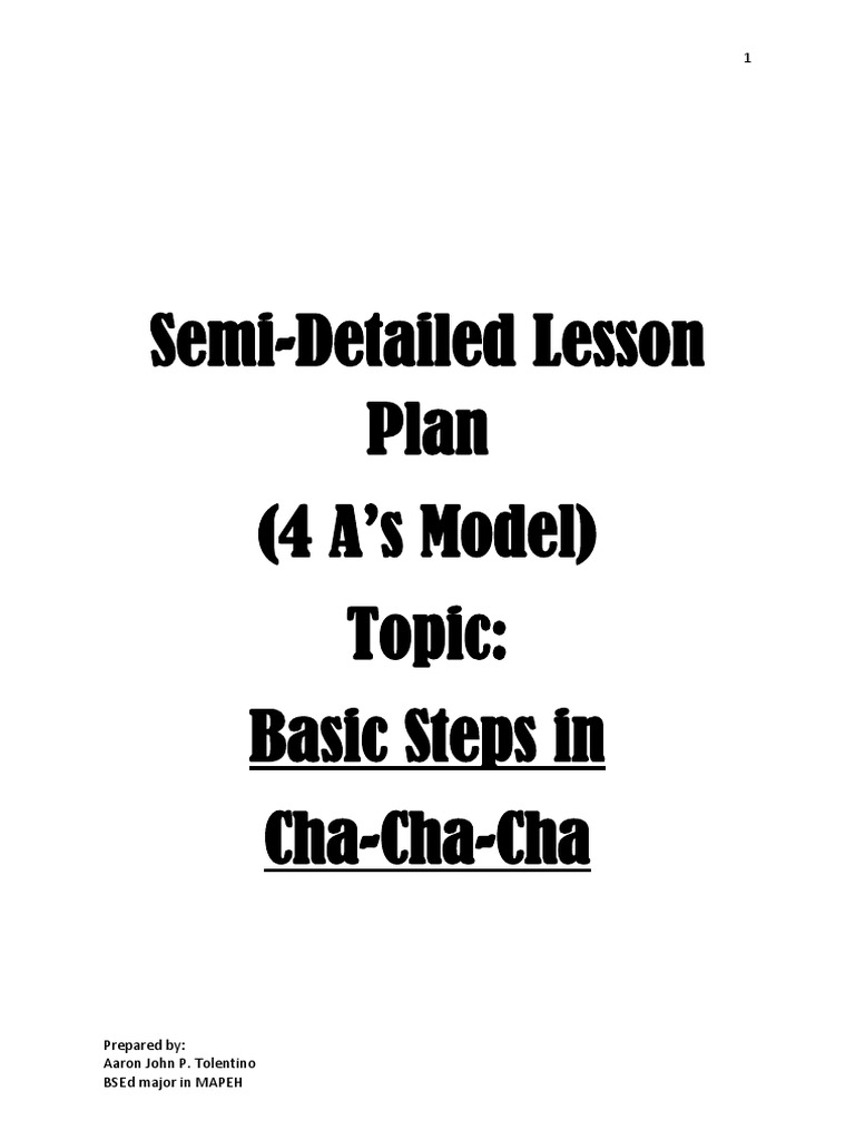 4as Lesson Plan For Teaching Basic Steps in Cha-Cha-Cha PDF | PDF ...