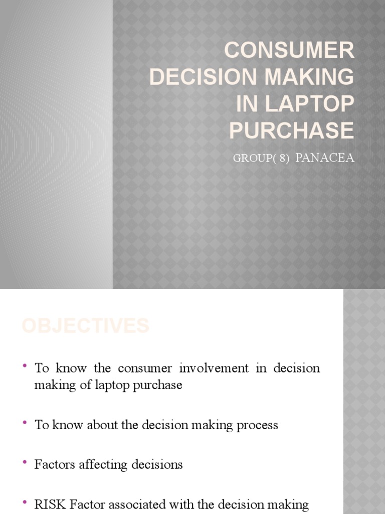 Consumer Decision Making in Laptop Purchase | PDF | Risk | Marketing