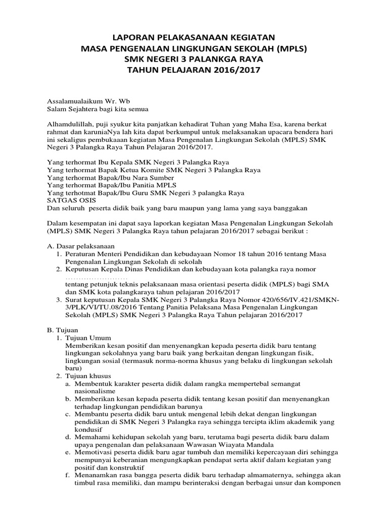 Laporan MPLS 2016 | PDF