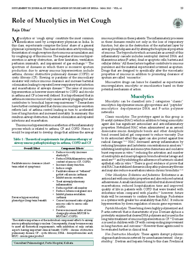 08 Role of Mucolytics in | PDF | Mucus | Chronic Obstructive Pulmonary ...