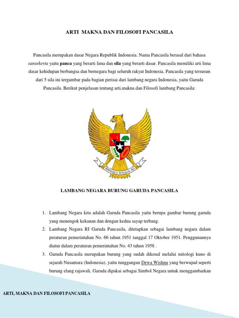 Arti Makna Dan Filosofi Pancasila | PDF