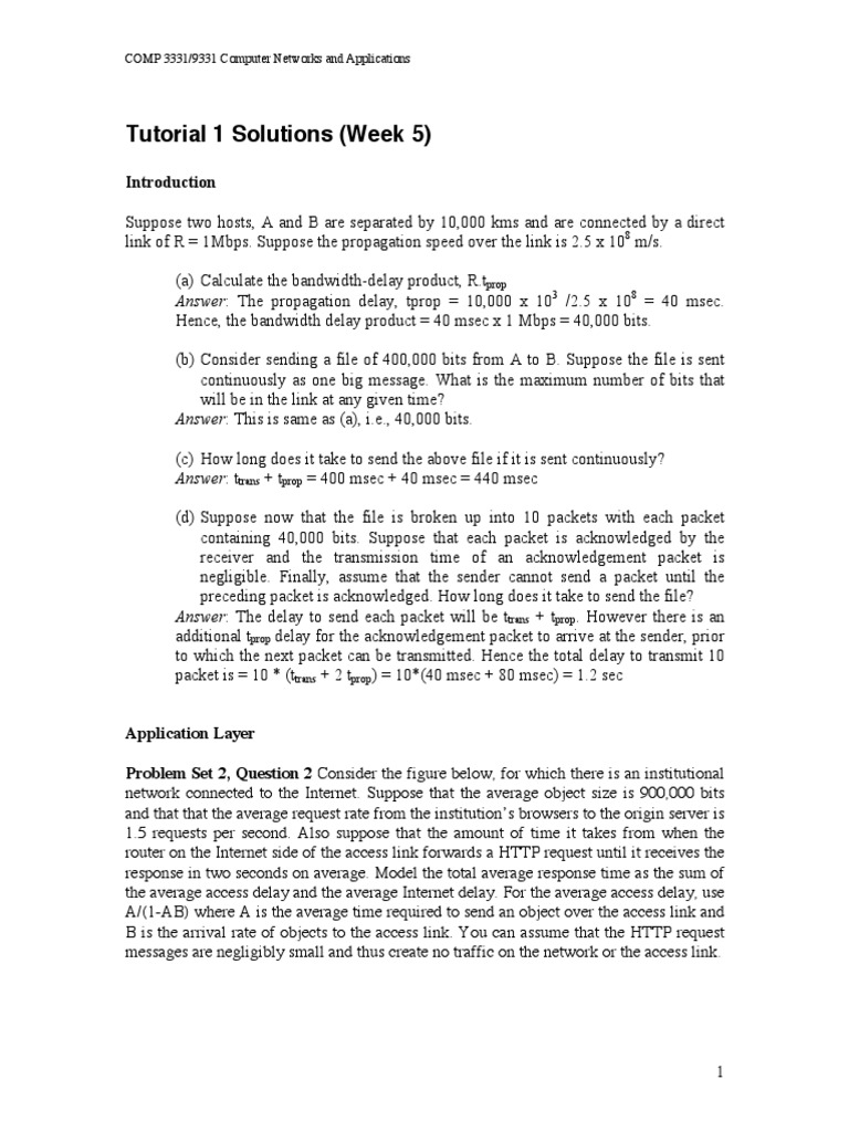 Tutorial1 Answers | PDF | Transmission Control Protocol | Hypertext ...